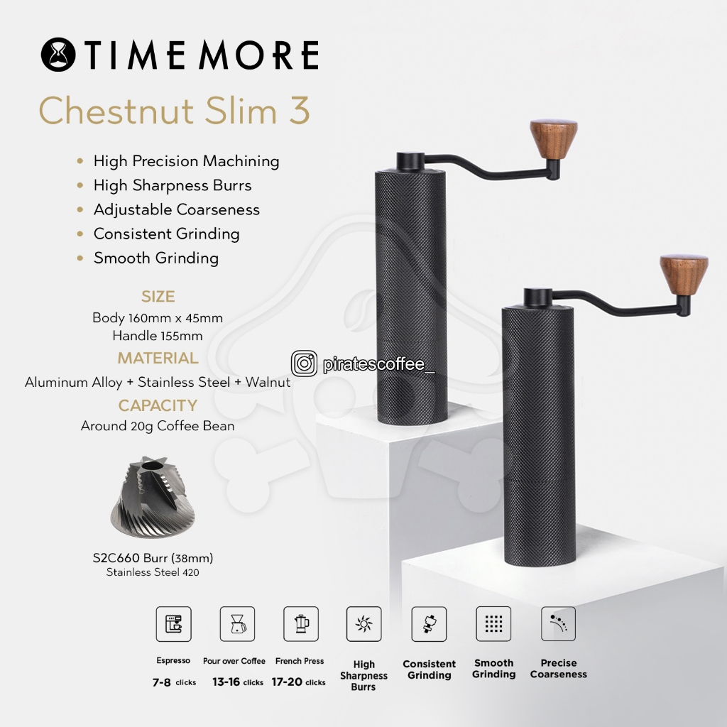 Jual Timemore Hand Coffee Grinder Chestnut Slim 3 with S2C Burr - Alat ...