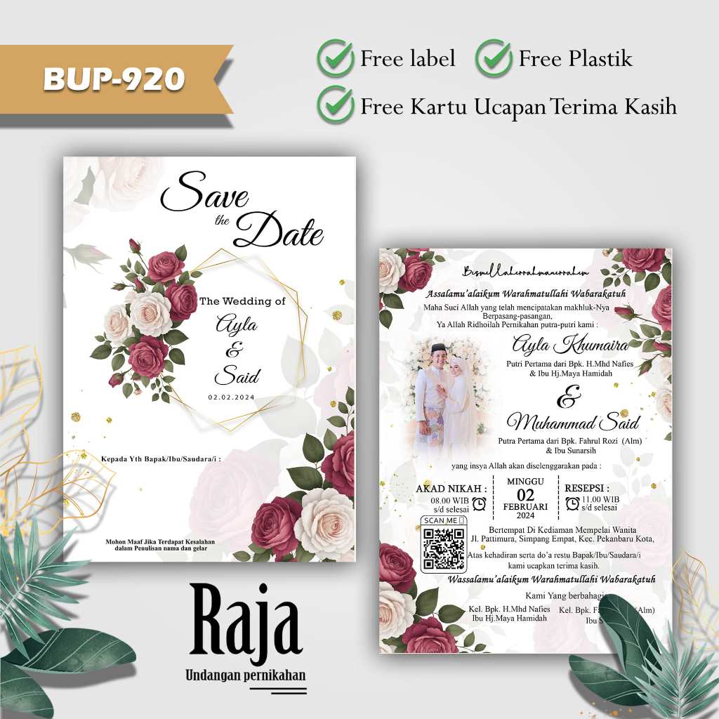 Jual UNDANGAN PERNIKAHAN - UNDANGAN 1 SISI - UNDANGAN GOPEK - UNDANGAN ...