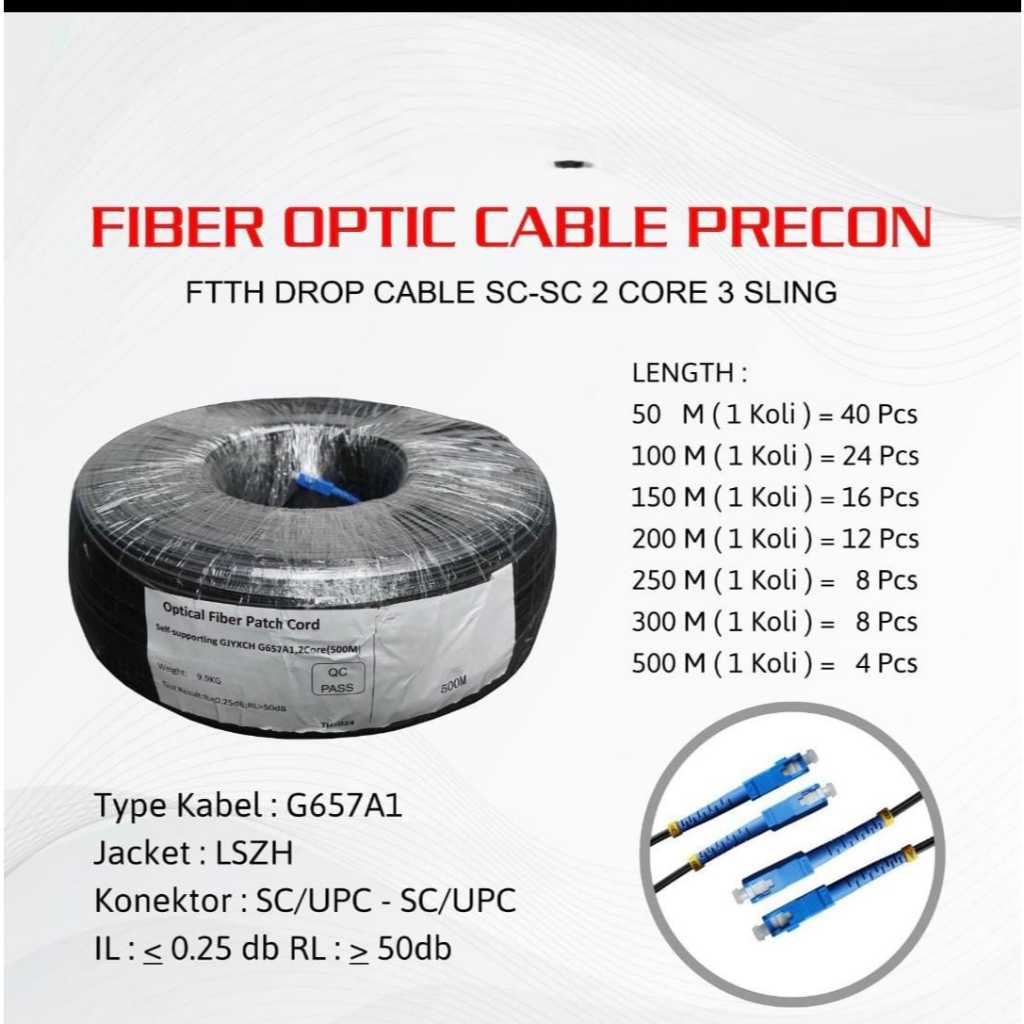 Jual KABEL FIBER OPTIK PRECON 2 CORE 3 SLING patch core 2 core ukuran ...