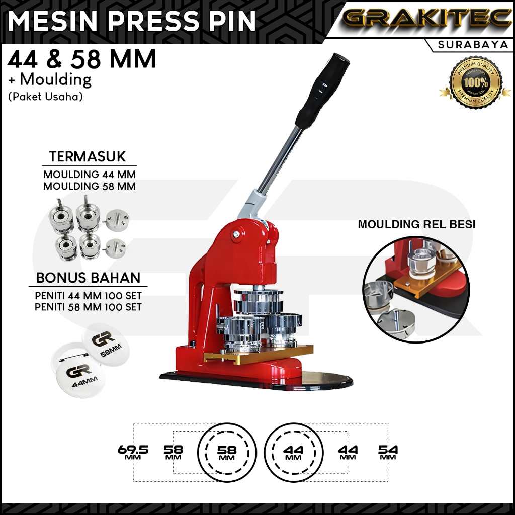 Jual MESIN PRESS PIN TALENT TERMASUK MOULDING 58 & 44 IMPORT MURAH AWET ...