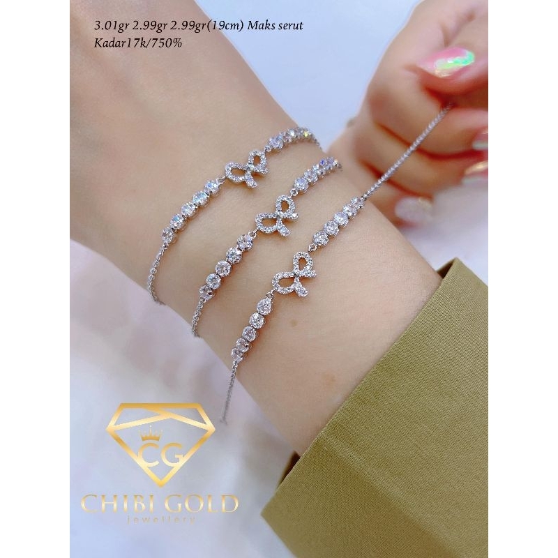 Jual CHIBI GOLD JAWELLERY - Gelang pita White gold 750 kadar 17K ...