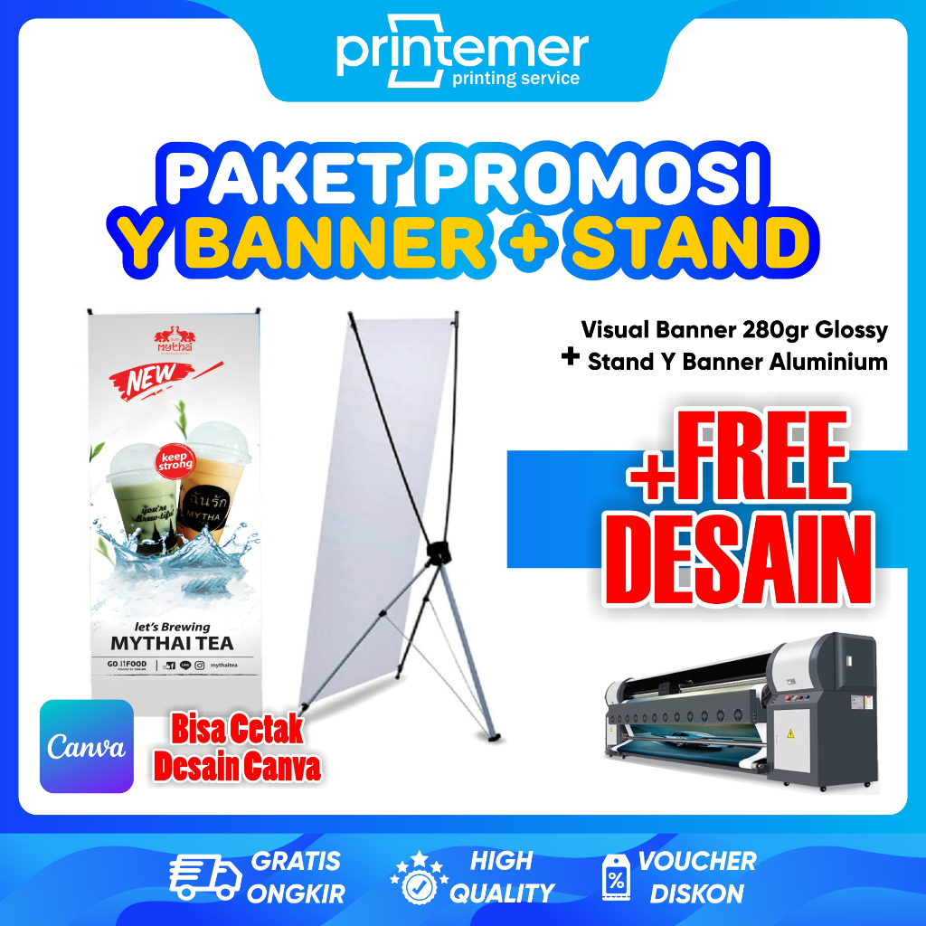 Jual Paket Media Promosi Stand Y Banner Aluminium Visual 280gr Glossy ...
