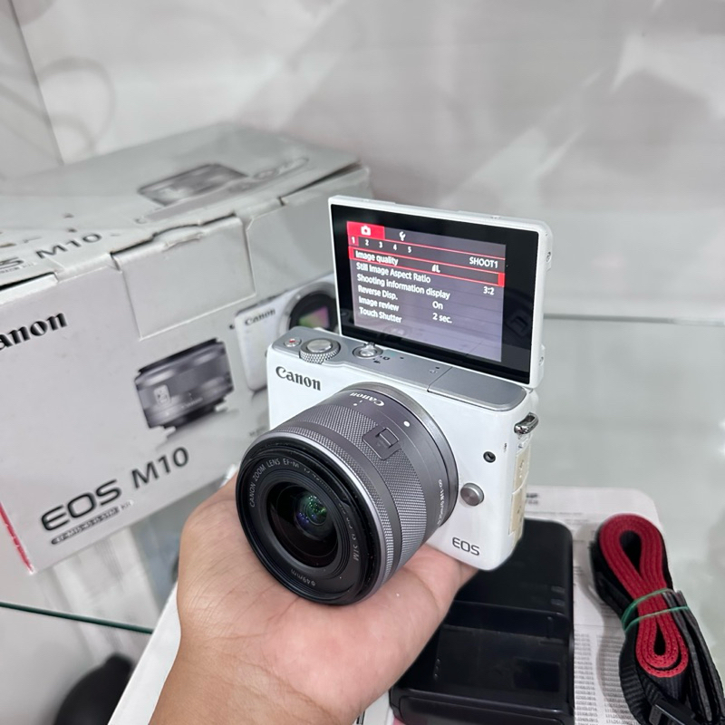 Jual CANON M10 KIT 15-45mm STM FULLSET SIAP VLOG SUDAH WIFI LAYAR LIPAT LAYAR SENTUH | Shopee ...
