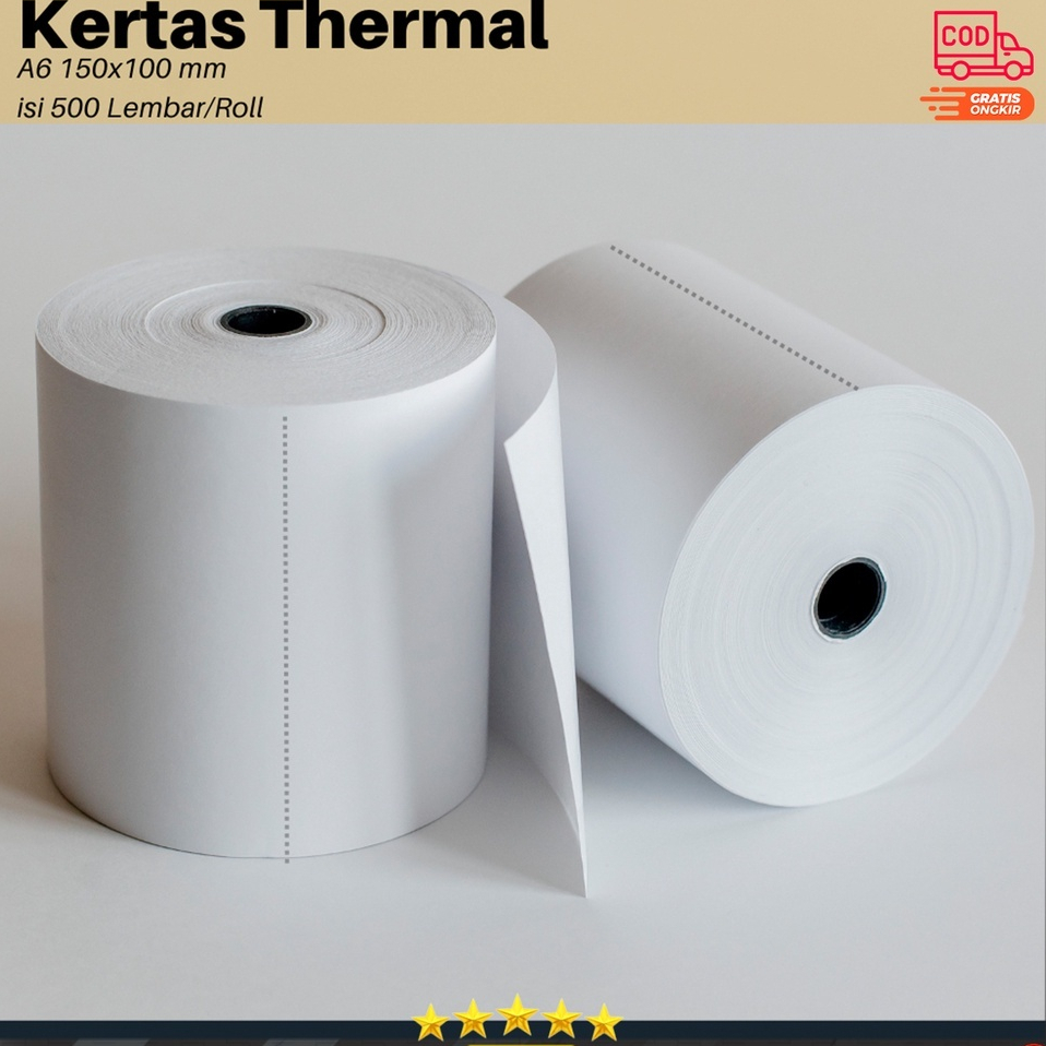 Jual Kertas Sticker Resi Thermal 150x100 mm Isi 500 Lembar/Roll ...