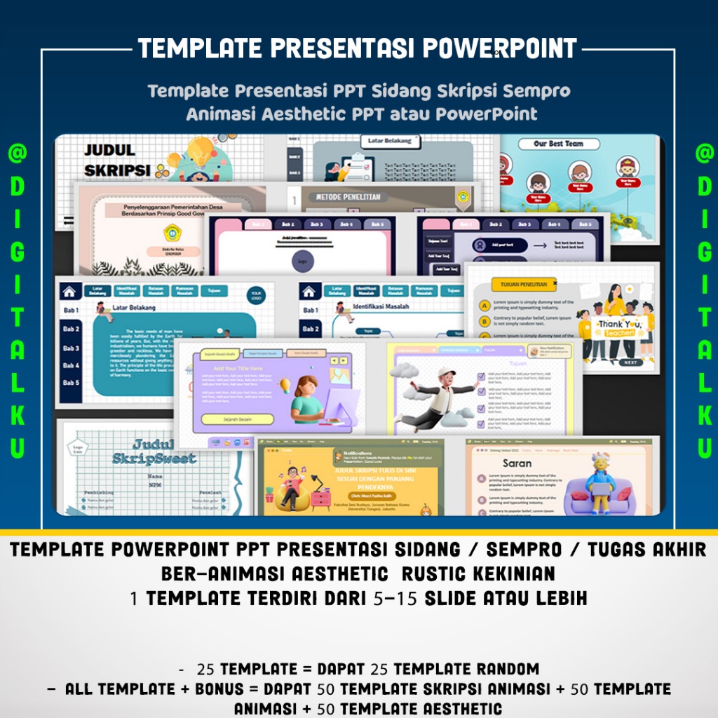 Jual Template Presentasi PPT Sidang Skripsi Sempro Animasi Aesthetic ...