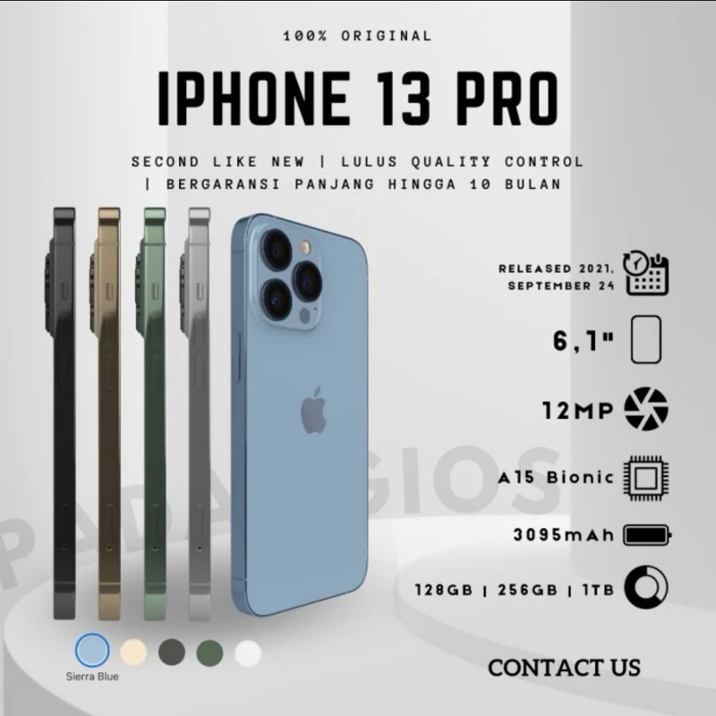 Jual iPhone 13 Pro Second Resmi 128gb 256gb 512gb Fullset Bergaransi | Shopee Indonesia