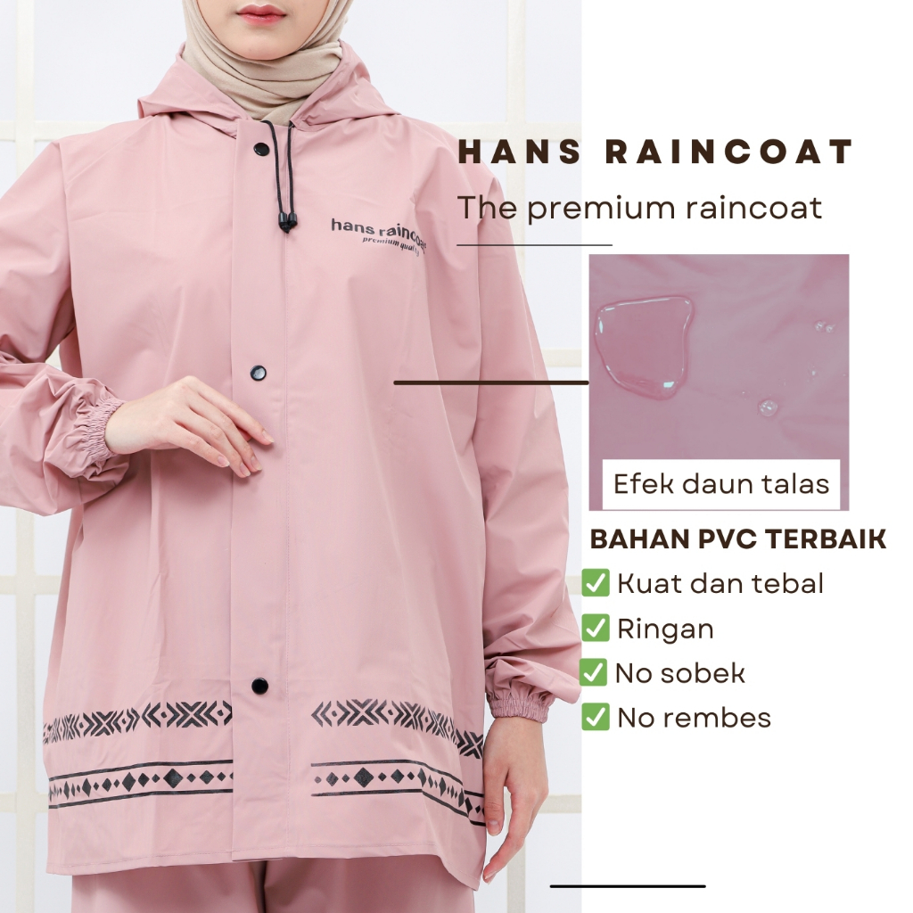 Jual Jas Hujan Pria Wanita Dewasa Setelan Jaket Celana Tebal HANS warna pastel | Shopee Indonesia