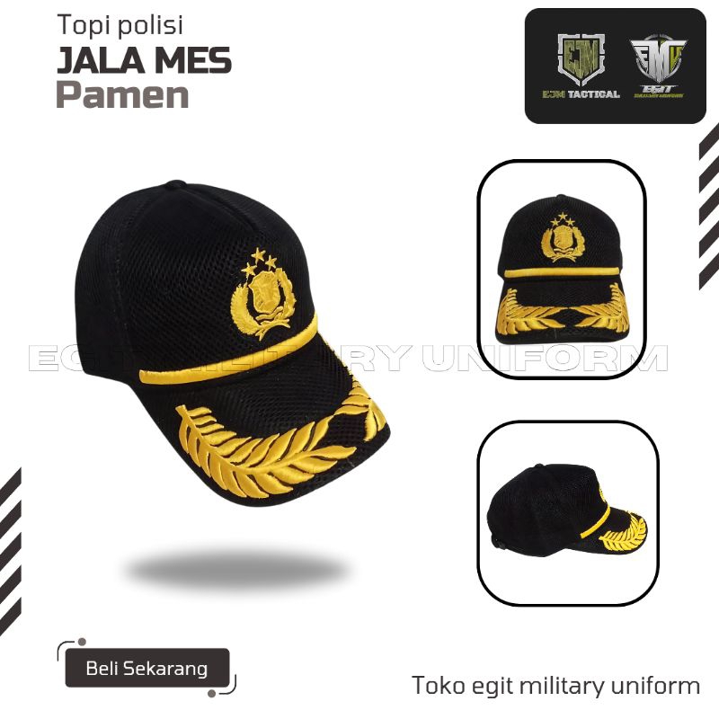Jual Topi Polri Premium topi polisi Pamen Pama Topi komando bordir dan ...