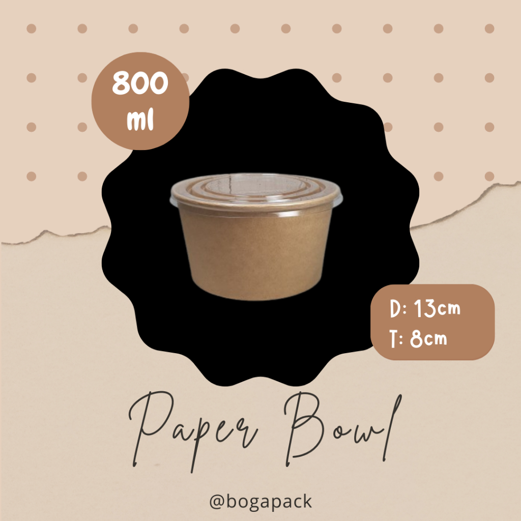 Jual Paper Bowl Brown 800ml/ Paper Bowl Brown Kraft /Paper Salad Bowl ...