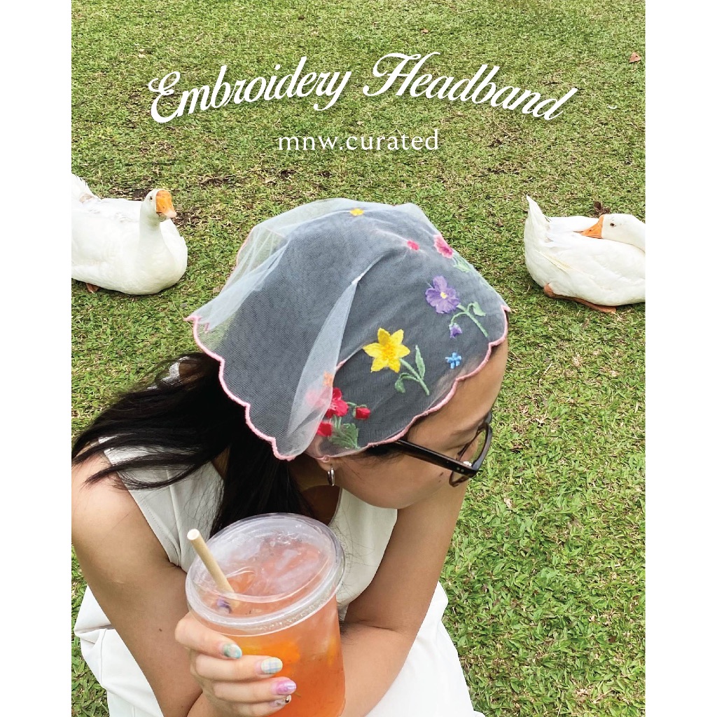 Jual Embroidery Head Band Scarf by mnw.curated (Bandana Scarf Coquette ...