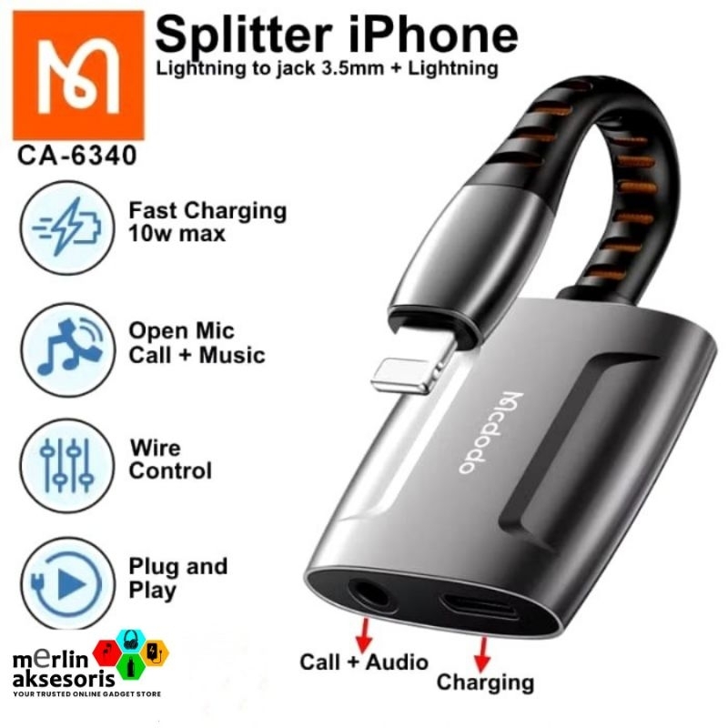 Jual MCDODO CA-6340 Jack iph to iph+D-C3.5mm Black | Shopee Indonesia