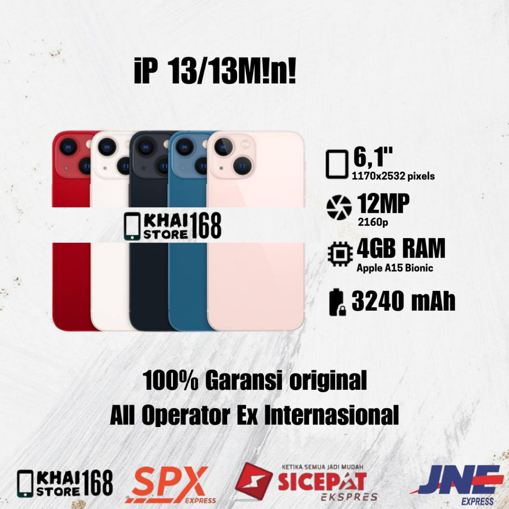 Jual Smartphone Khai iP 13 128GB 256GB 512GB Second BEKAS ORIGINAL 100% MULUS 13 NORMAL FULLSET ...