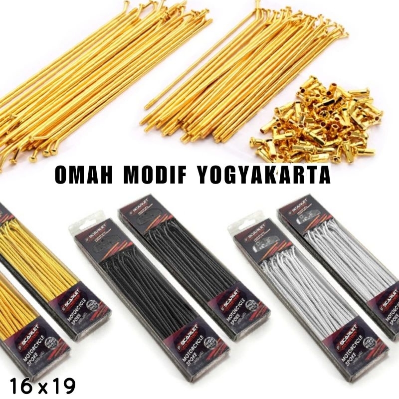 Jual Ruji Set Scarlet 16 x 19 Chrome Hitam Gold jari jari KLX depan ...