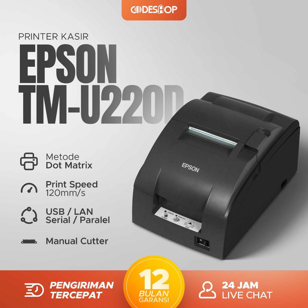 Jual Printer Dot Matrix Epson TM-U220D USB Serial LAN Paralel RJ-11 ...