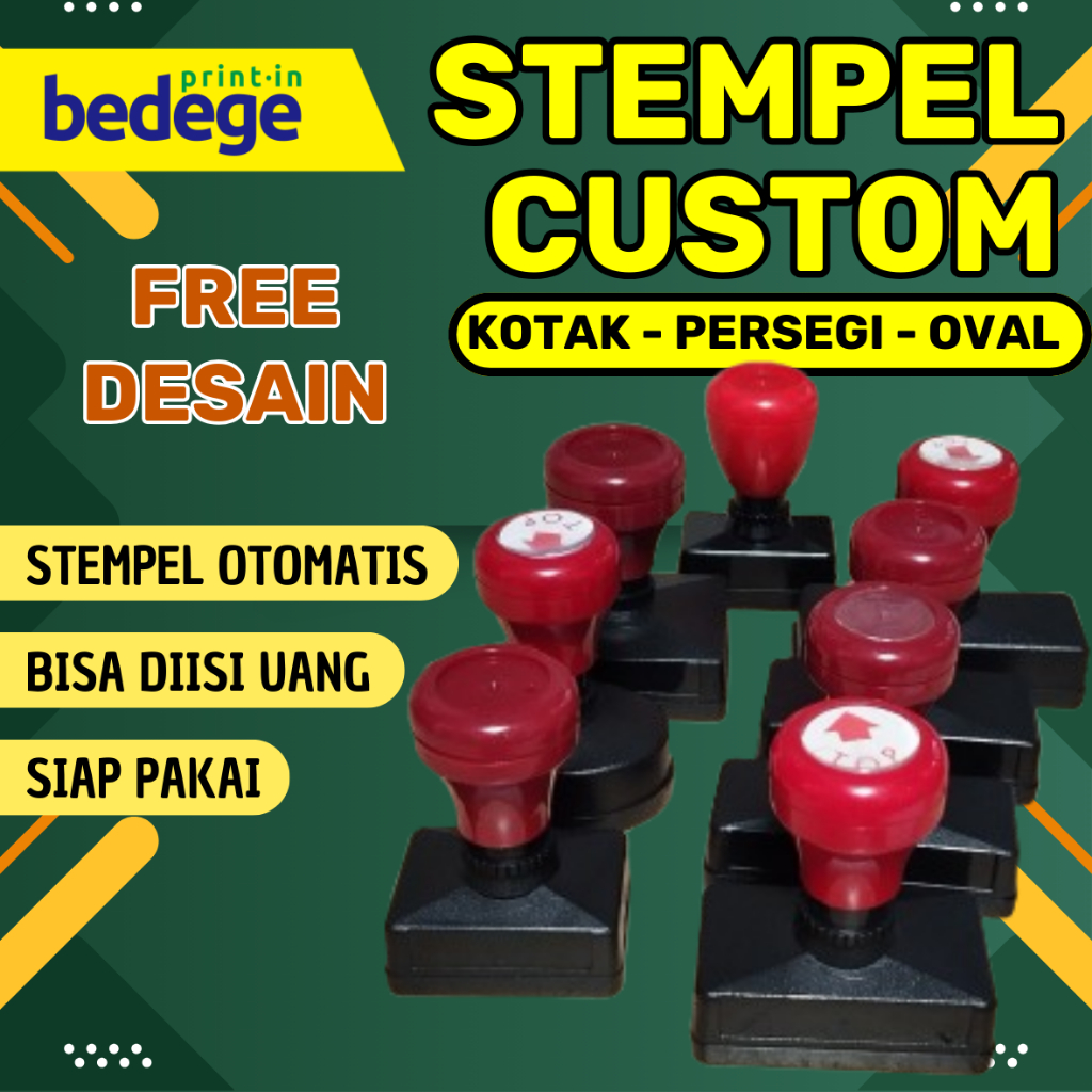 Jual Stempel Custom Kotak Persegi Oval Stempel Flash, FREE DESIGN ...