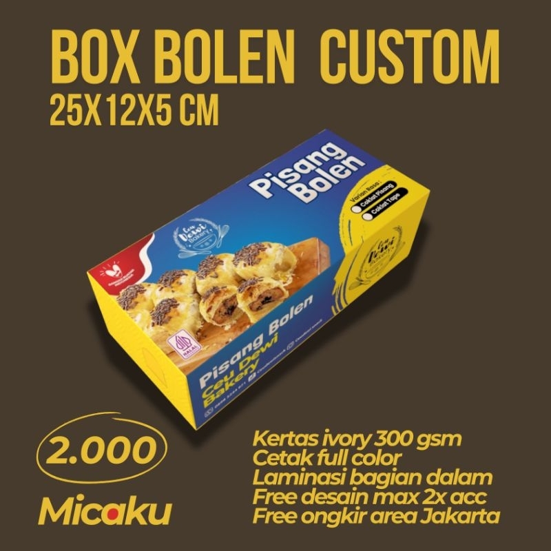 Jual Cetak box bolen custom ukuran 25x12x5 cm | Shopee Indonesia