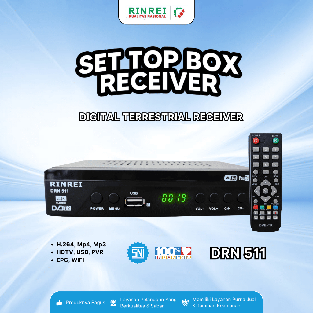 Jual RINREI Set Top Box (STB) DRN 511 UHD 4K Compatible dapat Menyambung WIFI | Shopee Indonesia