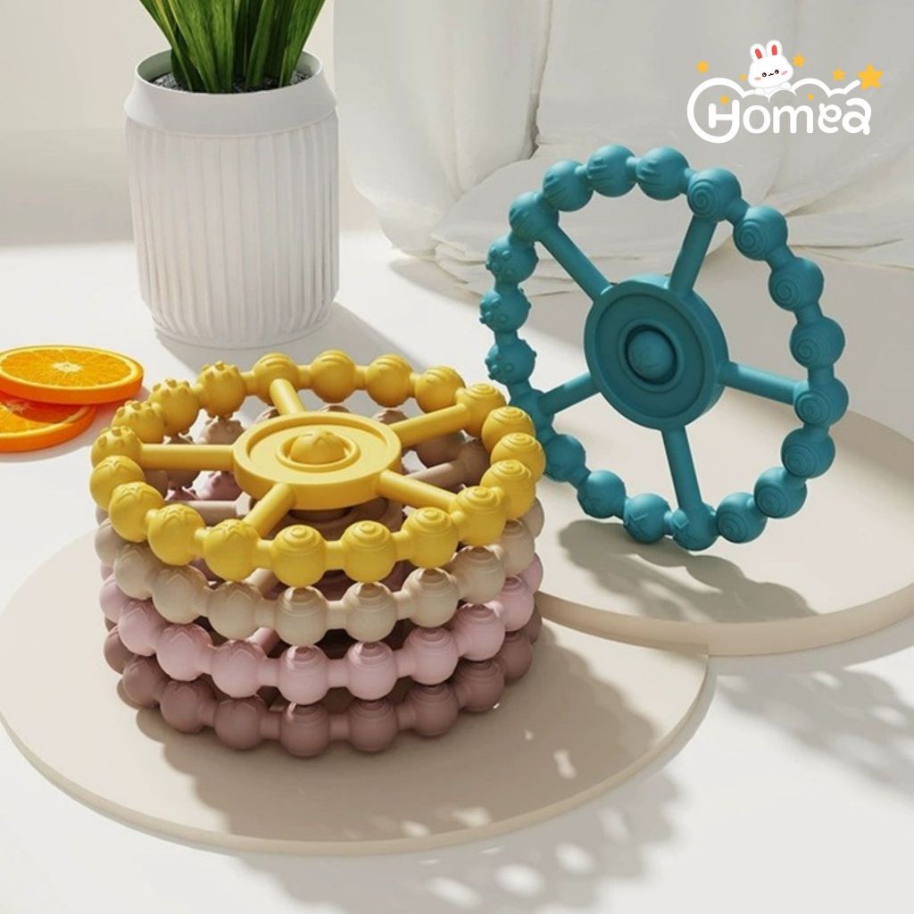 Jual HOMEA Teether Wheel Silicone Gigitan Roda Bayi Tekstur Stimulasi ...