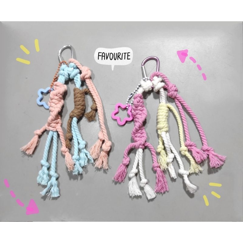 Jual Mimosa carabiner keychain / gantungan kunci tas / ganci tali macrame / ganci tali lucu ...