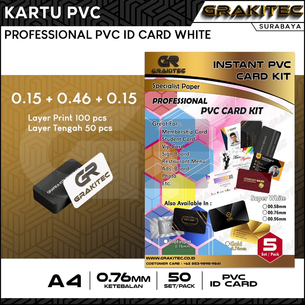 Jual PVC ID Card A4 PREMIUM - Kertas PVC ID Card Super White 0.76/0.96 ...