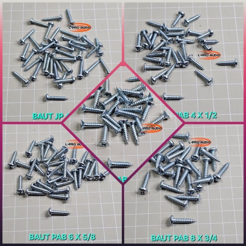 Jual Baut lancip tapping PAB 4x1/2, 4x5/8, 6x5/8, 8x3/4, FAB 8x3/4 Pack ...