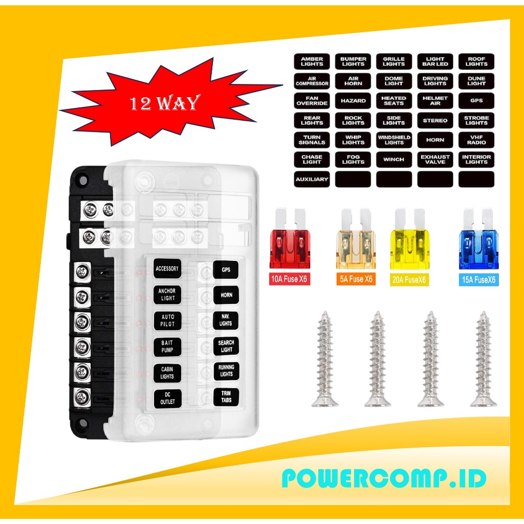 Jual ACCESTING 12 Way Fuse Block, 12 Volt Blade Fuse Block with LED ...