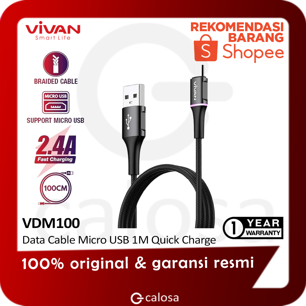 Jual Kabel Data Micro USB Vivan VDM100 / VDM200 2.4A Quick Charge ...