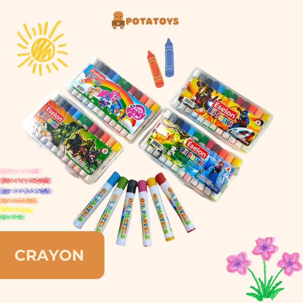 Jual [ POTATOYS ] Crayon isi 12 Warna / Krayon / Oil Pastel / Caryon ...