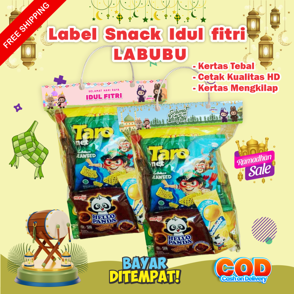 Jual Plastik Label Snack Idul Fitri Labubu Mini Parcel Plastik Jajanan ...