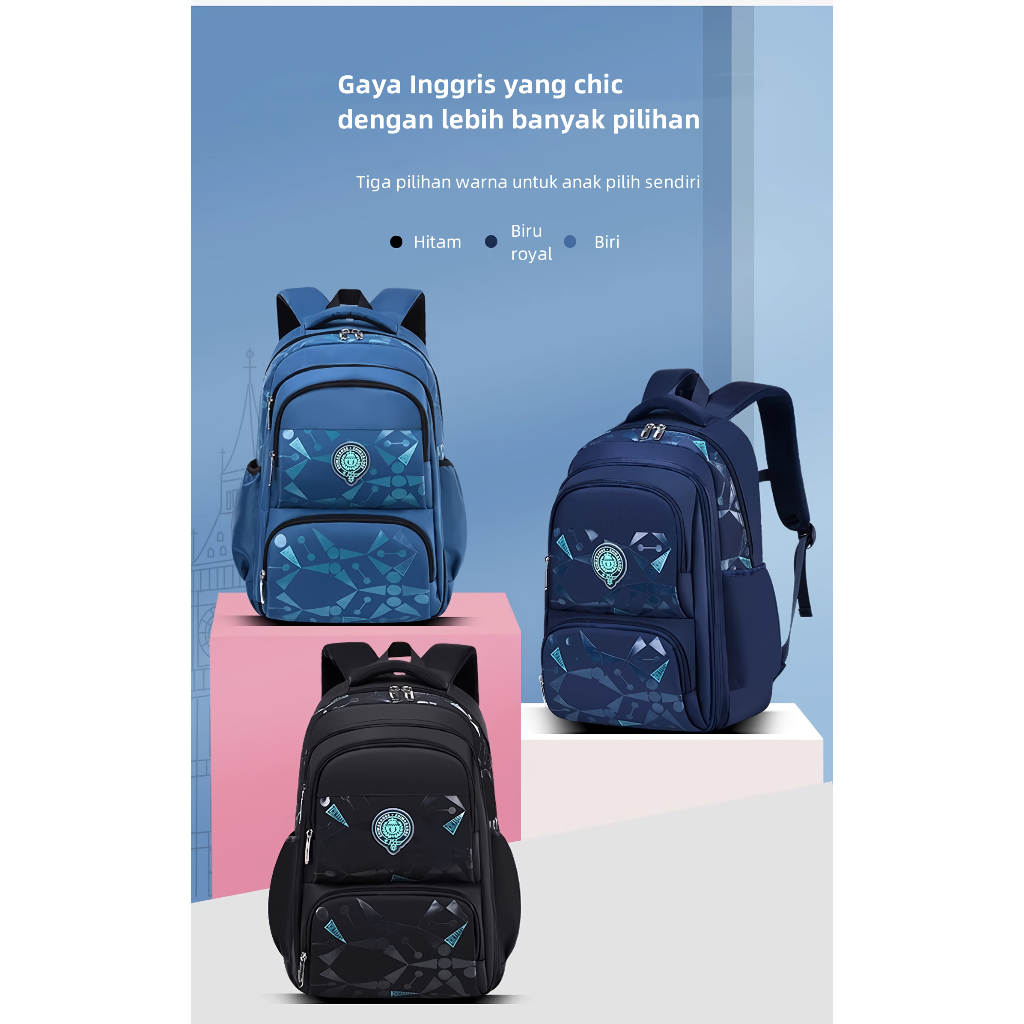 Jual KAKAMI Tas Sekolah SD/SMP/SMA - Model Kulkas Banyak Kantong, Tahan Air & Desain Kekinian ...