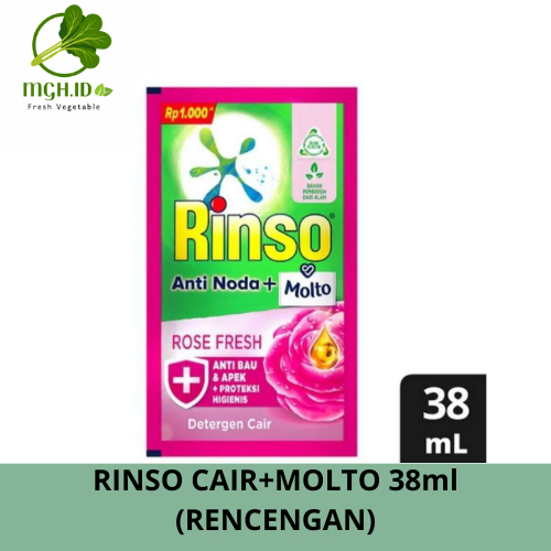 Jual Rinso Cair Sachet + Molto 38 Ml 1 Renceng Isi 12 + 2 / Deterjen Rinso Anti Noda Cair Rose ...