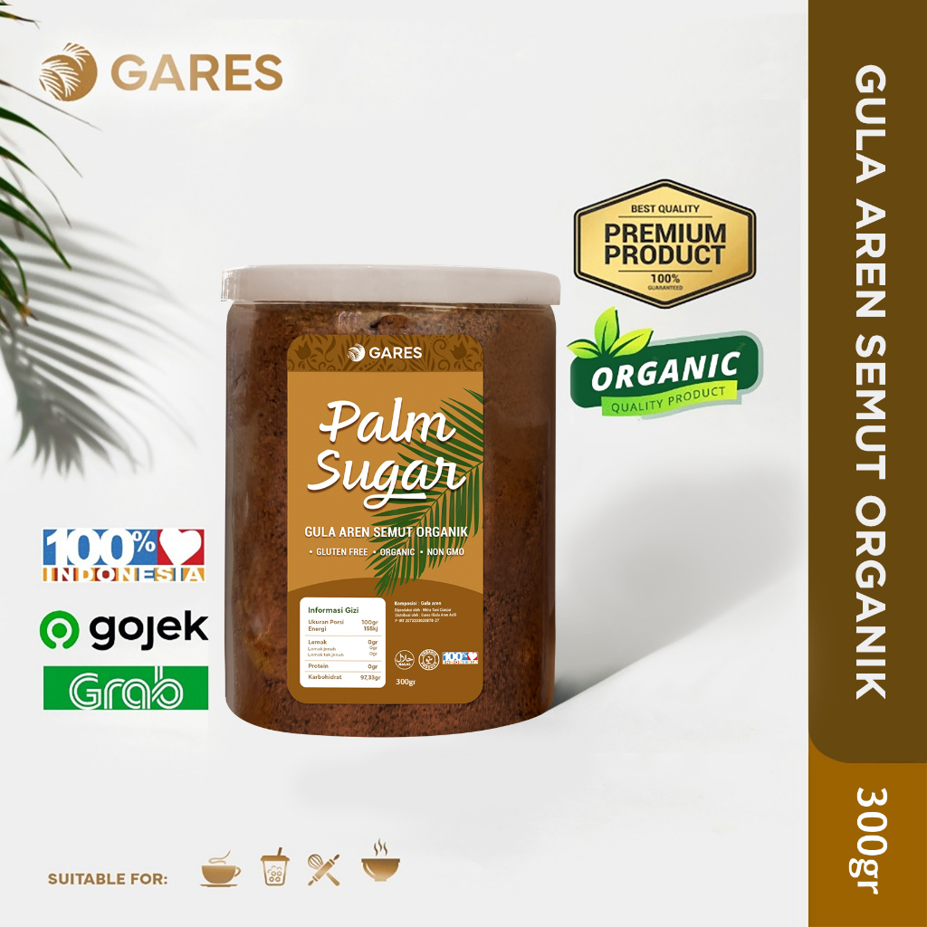 Jual (Gares) Gula Aren Asli Organik Semut 400gr | 100% Gula Aren Asli ...