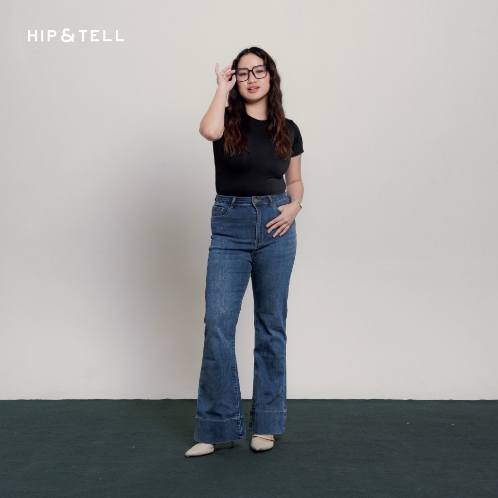 Jual Hip&Tell | Petite Highwaist Cutbray Jeans | Ashley Jeans Dark Blue ...