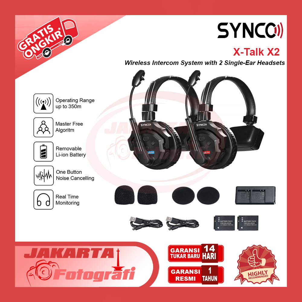 Jual Synco X-Talk X2 Wireless Intercom System with 2 Single-Ear ...