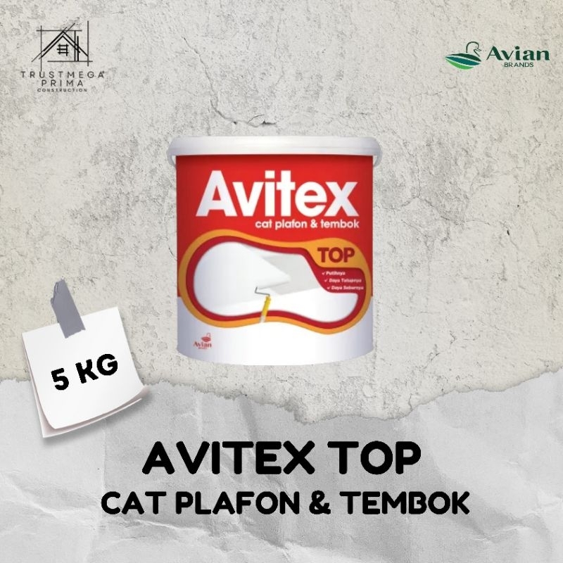 Jual AVITEX TOP CAT PLAFON & TEMBOK 5KG (SUPER WHITE) | Shopee Indonesia