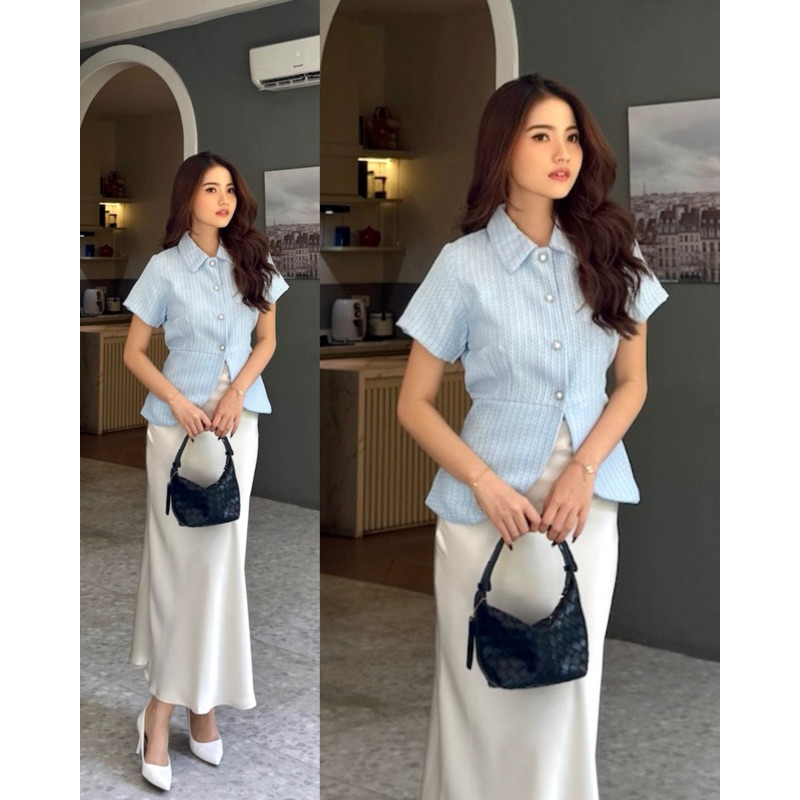 Jual Little Tale - Madeline Top / Atasan Wanita / Blouse Tweed Wanita / Baju Formal | Shopee ...