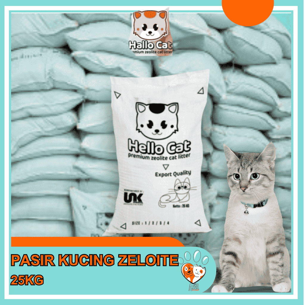 Jual Pasir Kucing ZEOLIT 25kg / Pasir Zeolite Merek Hallo Cat / Hello ...