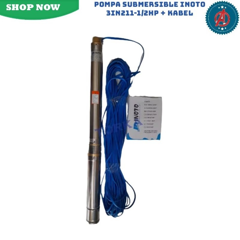 Jual Pompa Submersible Inoto 3 In 211 1/2 HP + Kabel 40M Pompa Celup ...