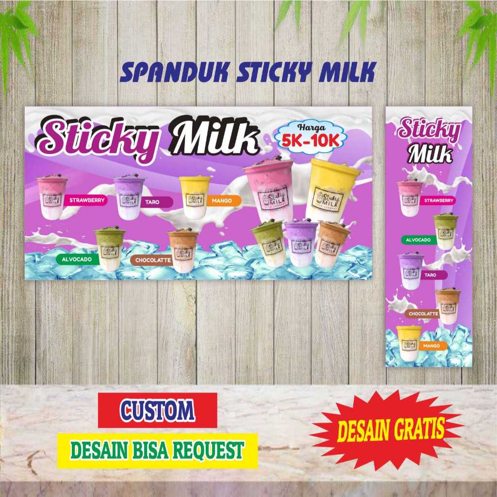 Jual Spanduk Banner Stiky Sticky Milk Es Cemil Bisa Request Desain ...