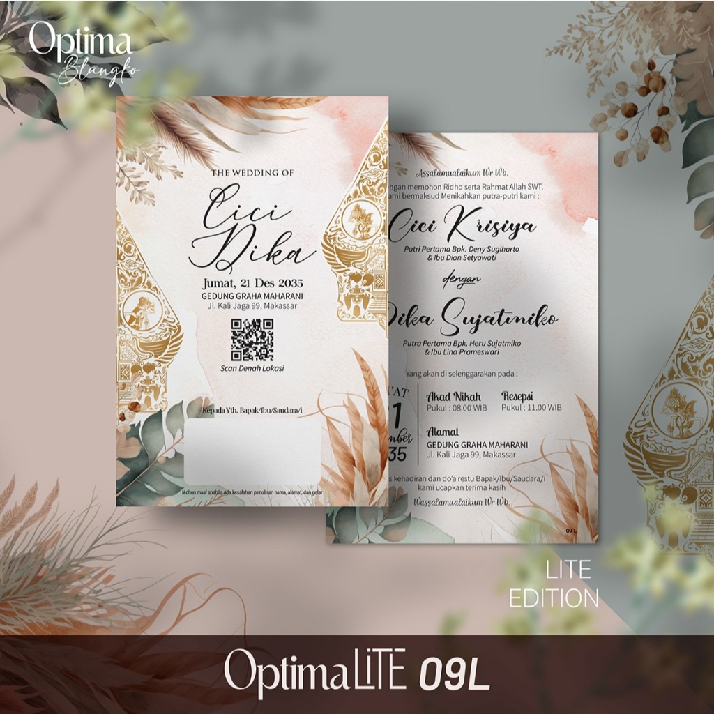 Jual Optima Lite 01 L - 09 L Blangko Undangan | Undangan Murah Free File Setting | Shopee Indonesia