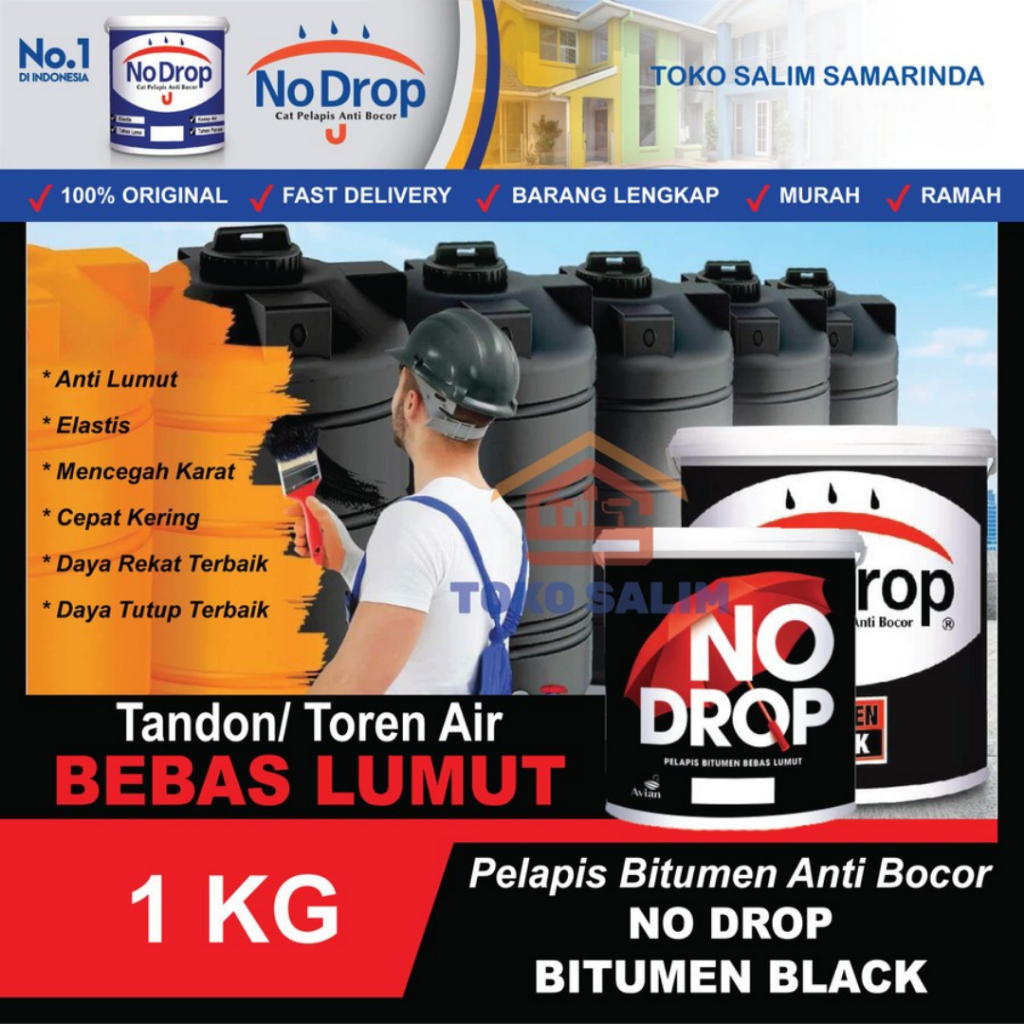 Jual No Drop Cat Pelapis Anti Bocor Bitumen Black 1 KG | Shopee Indonesia