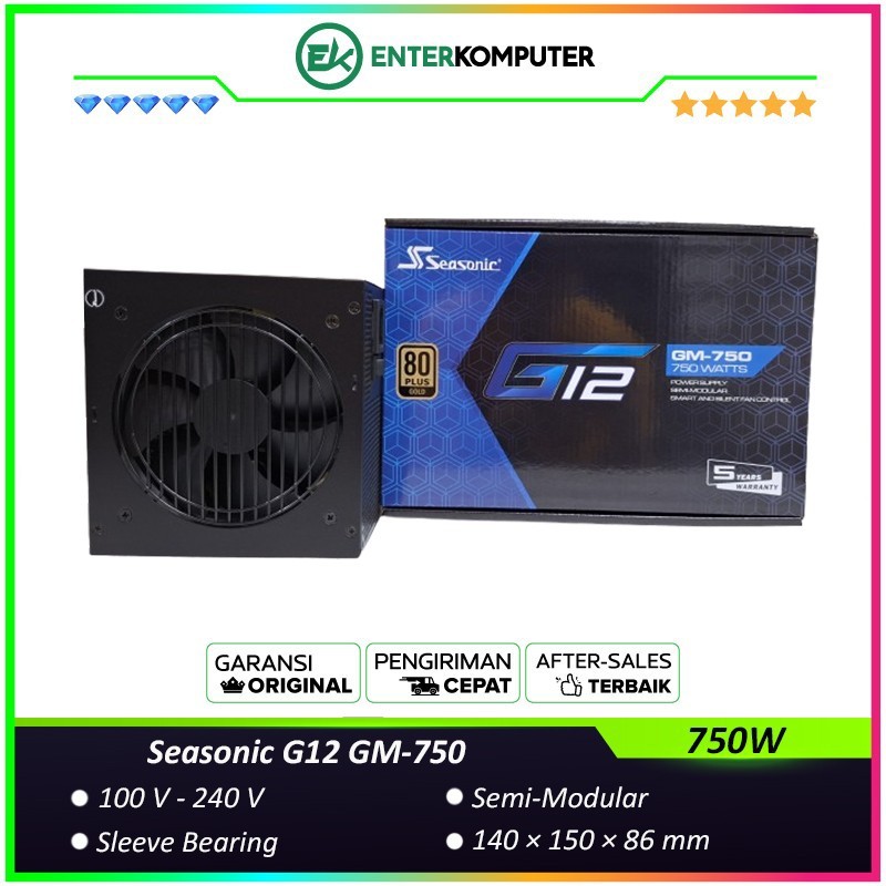 Jual Seasonic G12 GM-750 750W - Semi Modular - 80+ Gold Certified / PSU 750 Watt | Shopee Indonesia
