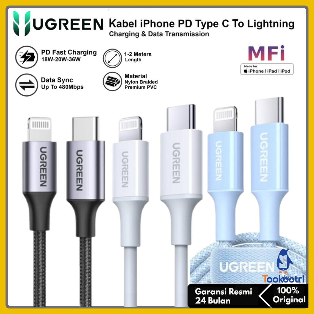 Jual UGREEN Kabel Data MFI Iphone Type C to Lightning 20W Fast Charging For seri 14 13 12 11 XS ...