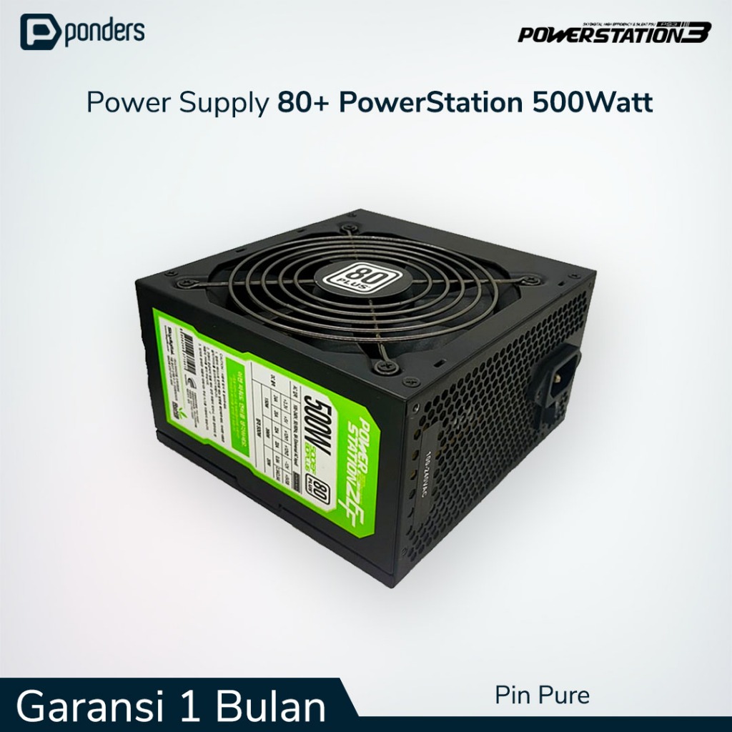 Jual PSU 500Watt 80+ / PowerSupply 500Watt 80+ Merk PowerStation Pin Pure | Shopee Indonesia
