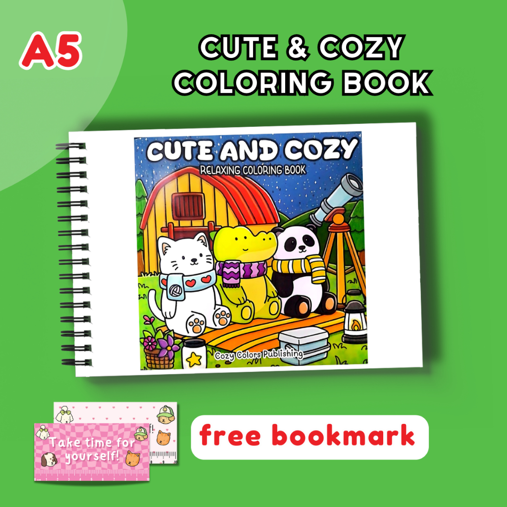 Jual CUTE AND COZY Coloring Book A5 Comfy Healing Partner For Kids ...