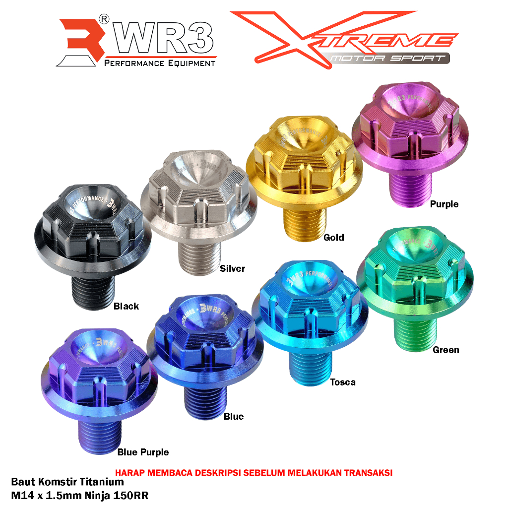 Jual Baut Komstir Titanium WR3 Ninja 250 FI / 250R Karbu / Z250 Old / Ninja 150RR 150R 150SS 150 ...