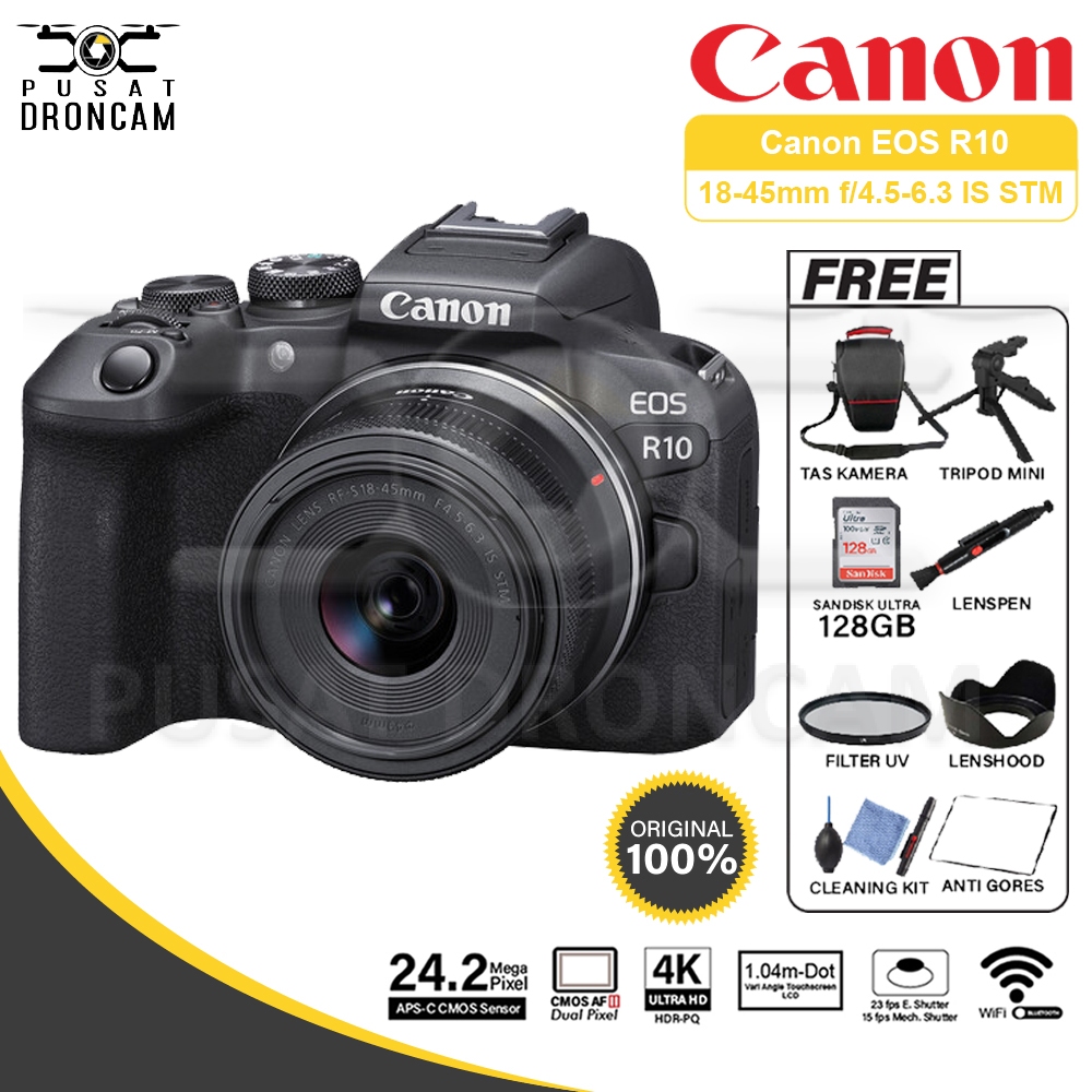 Jual Canon EOS R10 Kit RF-S 18-45mm STM EOS R 10 Kit 18-45 Garansi ...