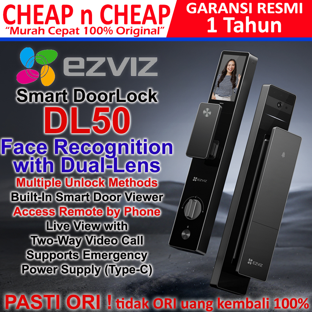 Jual Ezviz Smart Lock DL50 Face Recognition Kunci Pintu Sidik Jari Password Kartu Kunci Remote ...