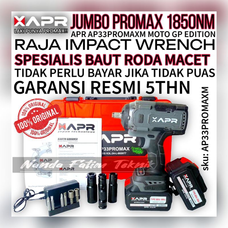 Jual APR JAPAN AP33 PROMAX M MESIN IMPACT PEMBUKA BAUT jumbo 1850NM 99V FACELIFT 2 BATERAI KOPER ...