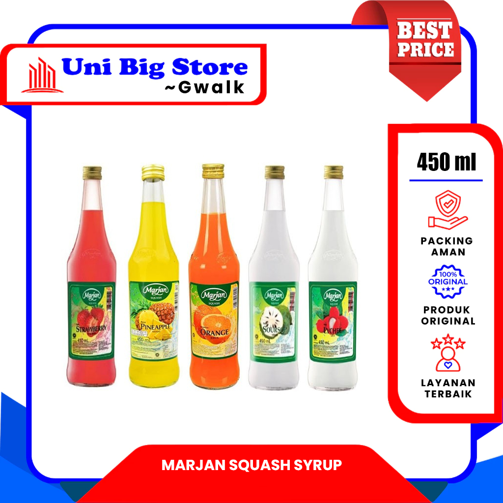 Jual MARJAN SQUASH SIRUP PINEAPPLE - ORANGE - SOURSOP - LYCHEE ...